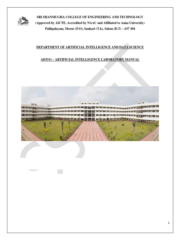 Ad3311 - Ai Lab Manual | PDF | Engineering | Computer Program