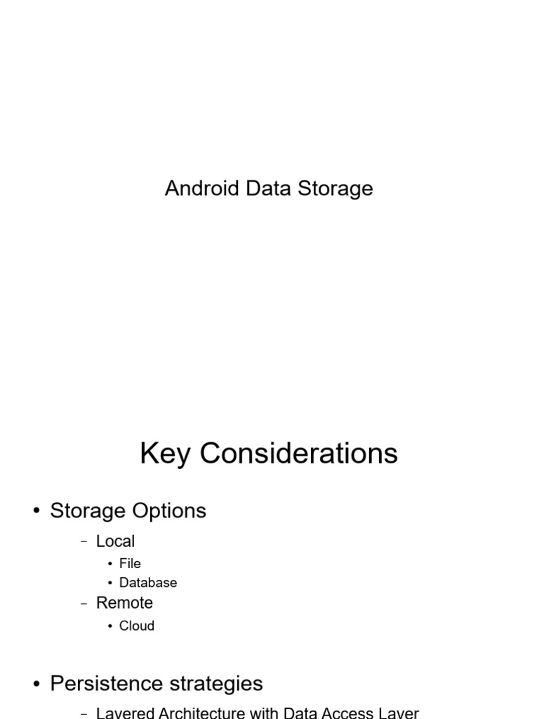 Android Data Storage | PDF | String (Computer Science) | Databases