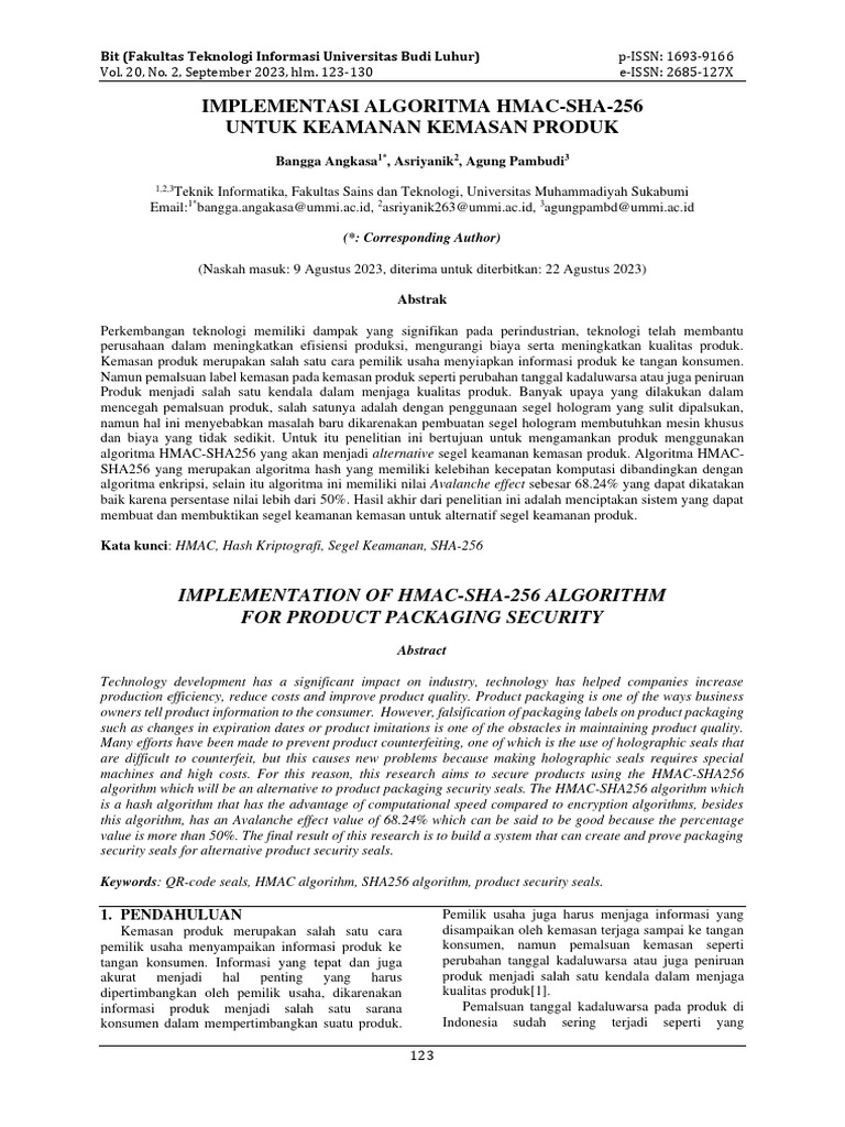 HMAC-SHA256 untuk Keamanan Kemasan | PDF