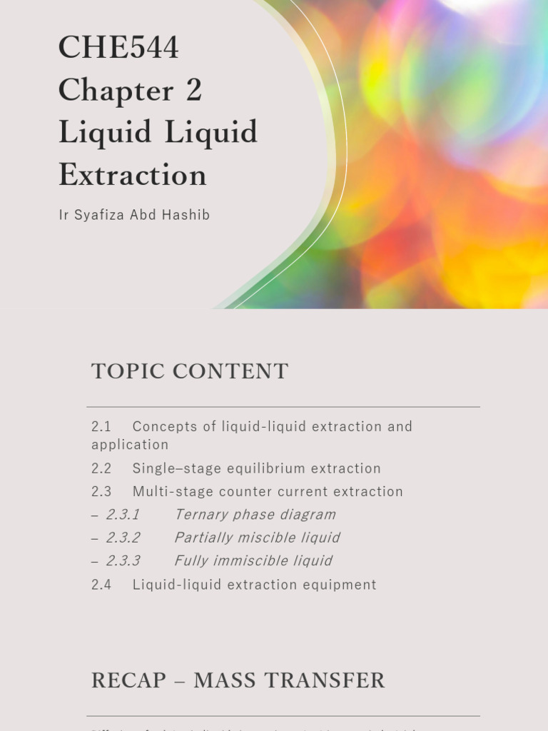Chapter 2 - Introduction & LLE equipment | PDF | Distillation | Solubility