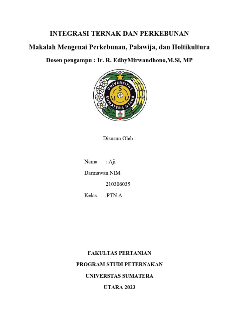 Aji Darmawan - PTN B - 035 - Integrasi Ternak Dan Perkebunan | PDF Aji Darmawan - PTN B - 035 - Integrasi Ternak Dan Perkebunan | PDF