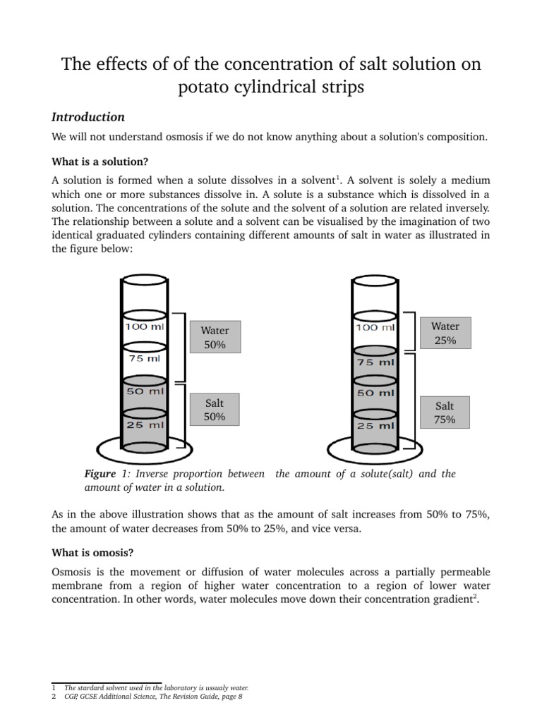 Osmosis Investigation | Download Free PDF | Osmosis | Cell Membrane