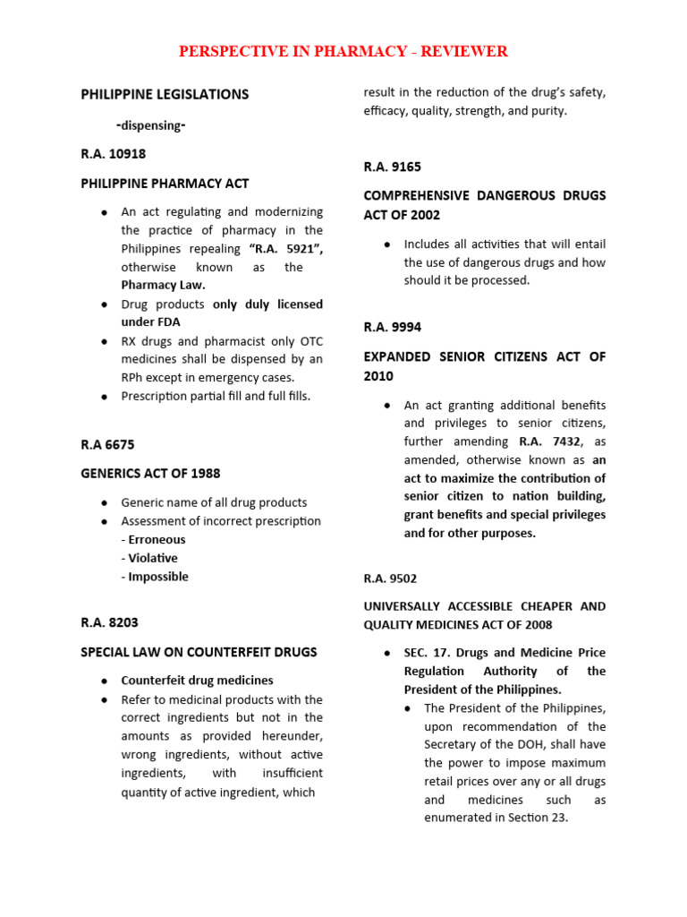 Perspective in Pharmacy Reviewer Draft | PDF | Over The Counter Drug | Pharmacy