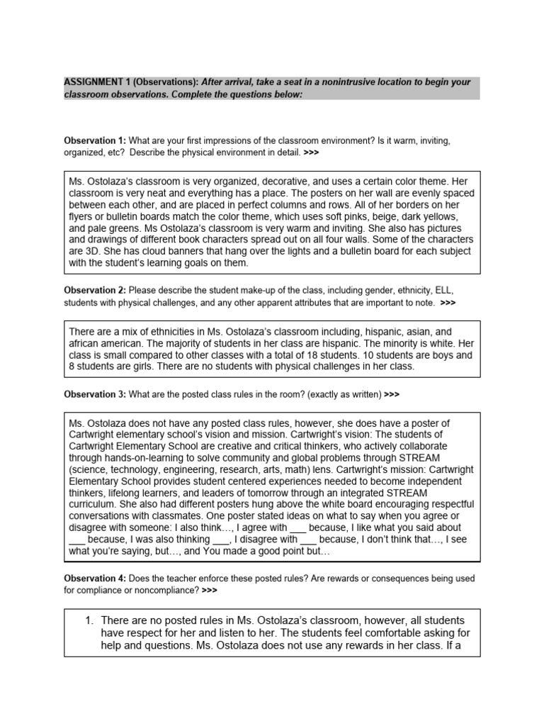 Assignment 1 Observations - 1 | PDF