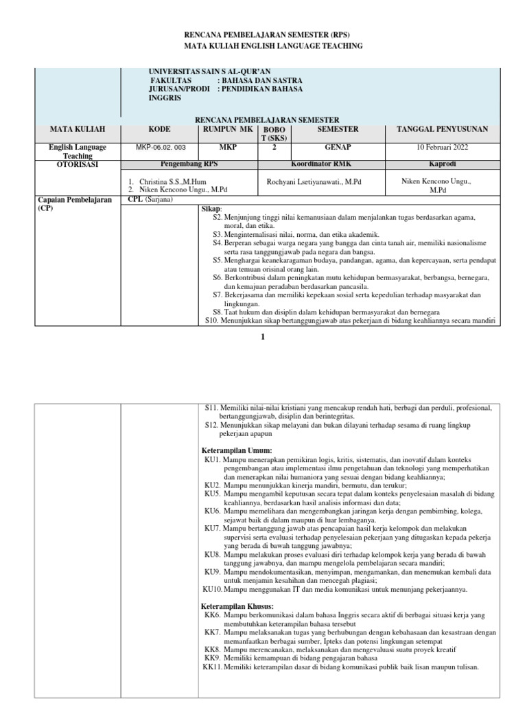 Silabus Elt Program Development | PDF