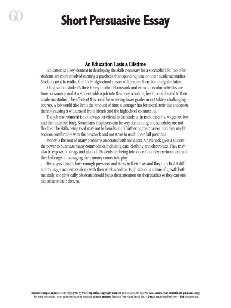 Short Persuasive Essay | PDF