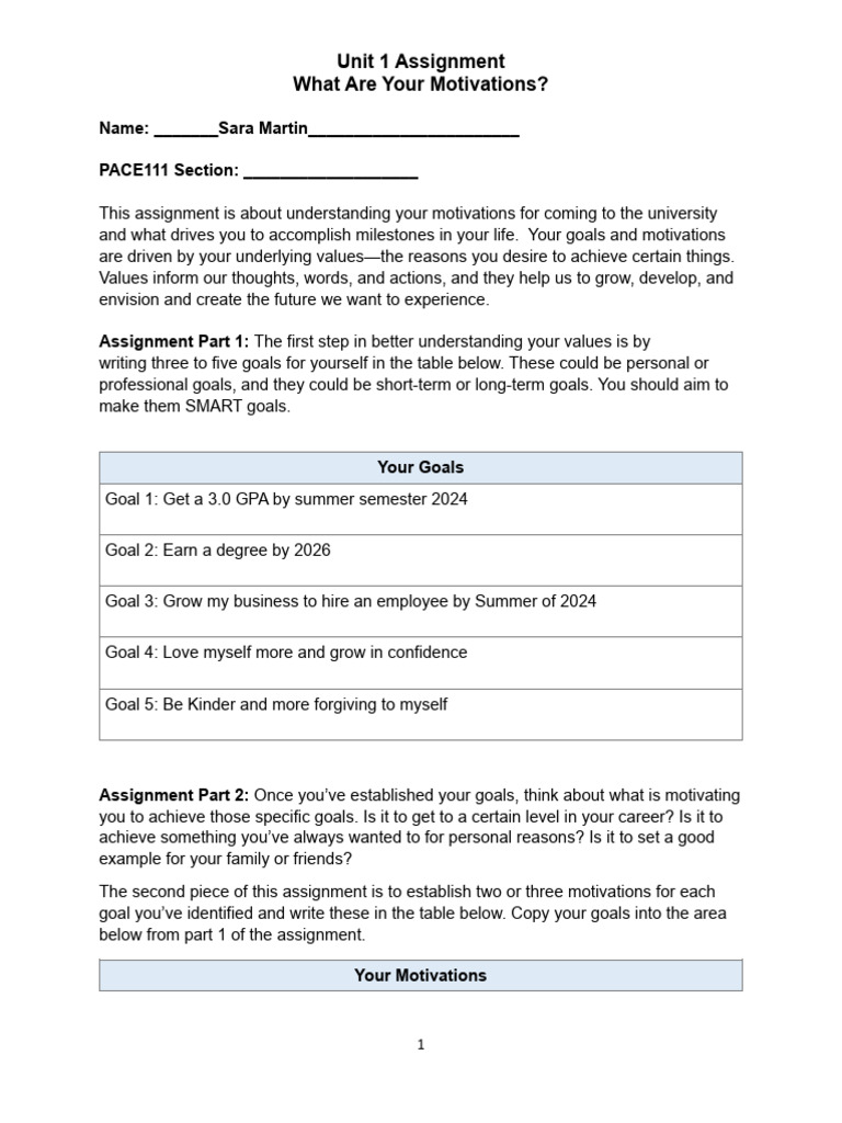 Understanding Your Goals and Motivations | PDF | Goal | Motivation