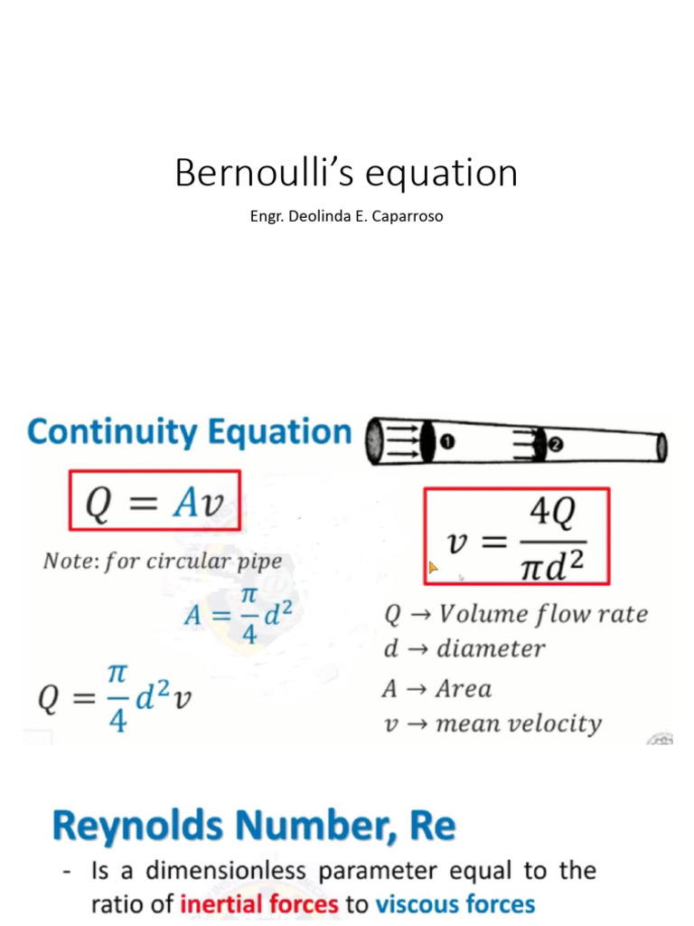 Bernoullis Equation | PDF