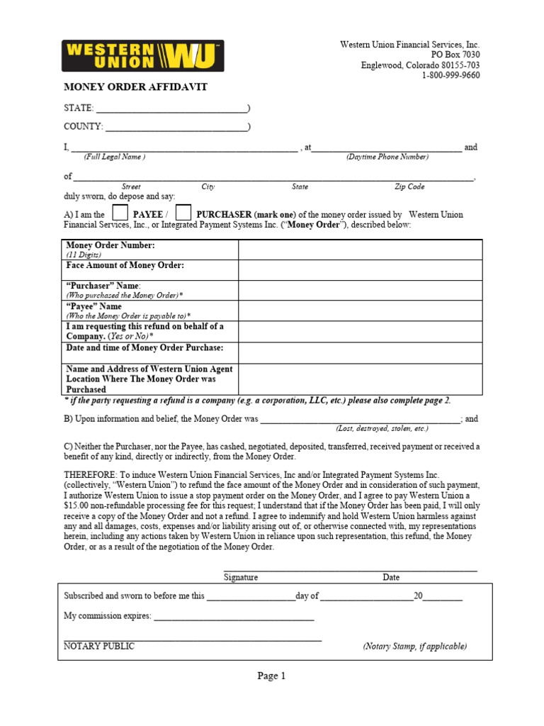 Western Union Blank Form | PDF | Payments | Money Order