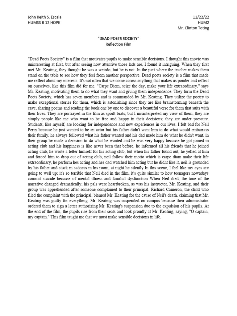 Dead Poets Society | PDF