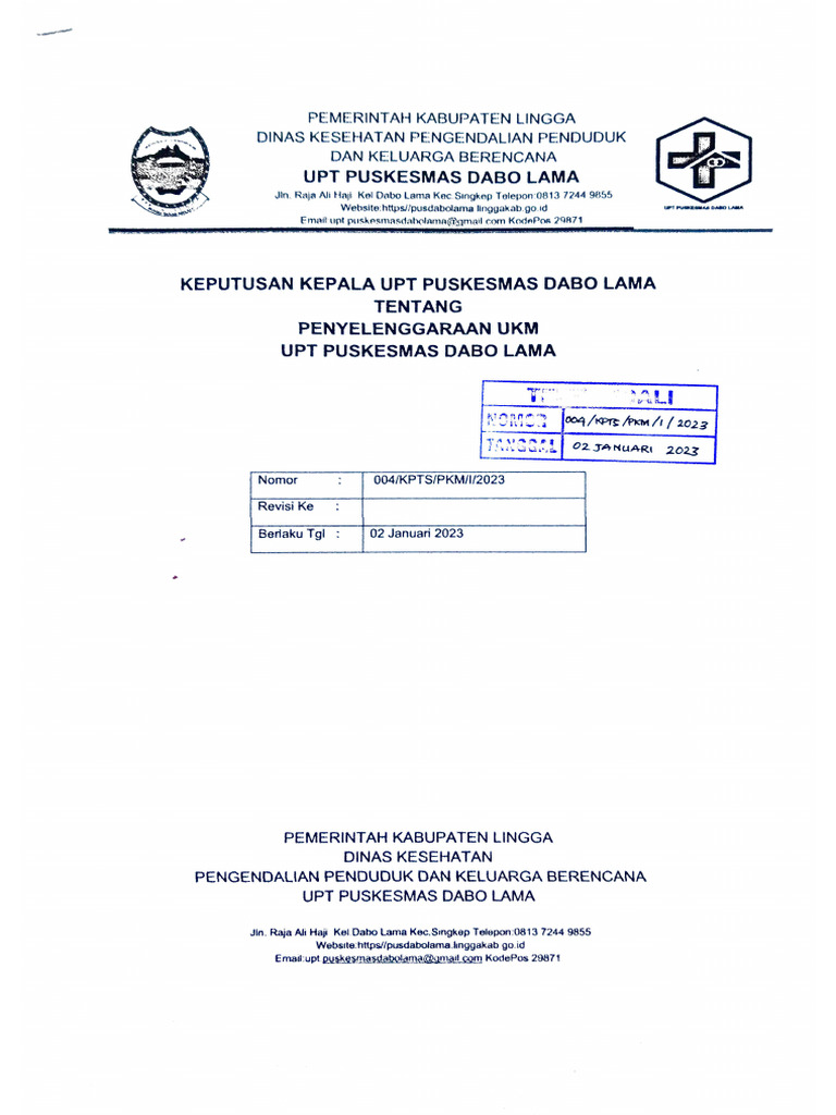 SK Penyelenggaraan UKM | PDF