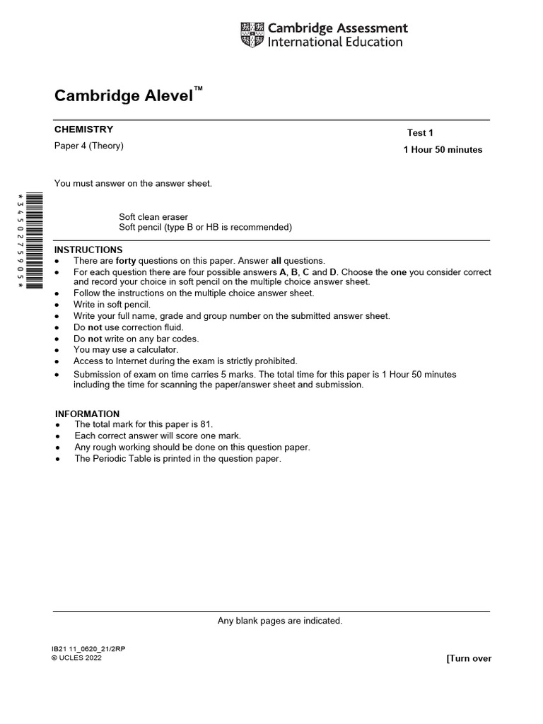 Cambridge Alevel: Chemistry | PDF | Redox | Chemical Reactions