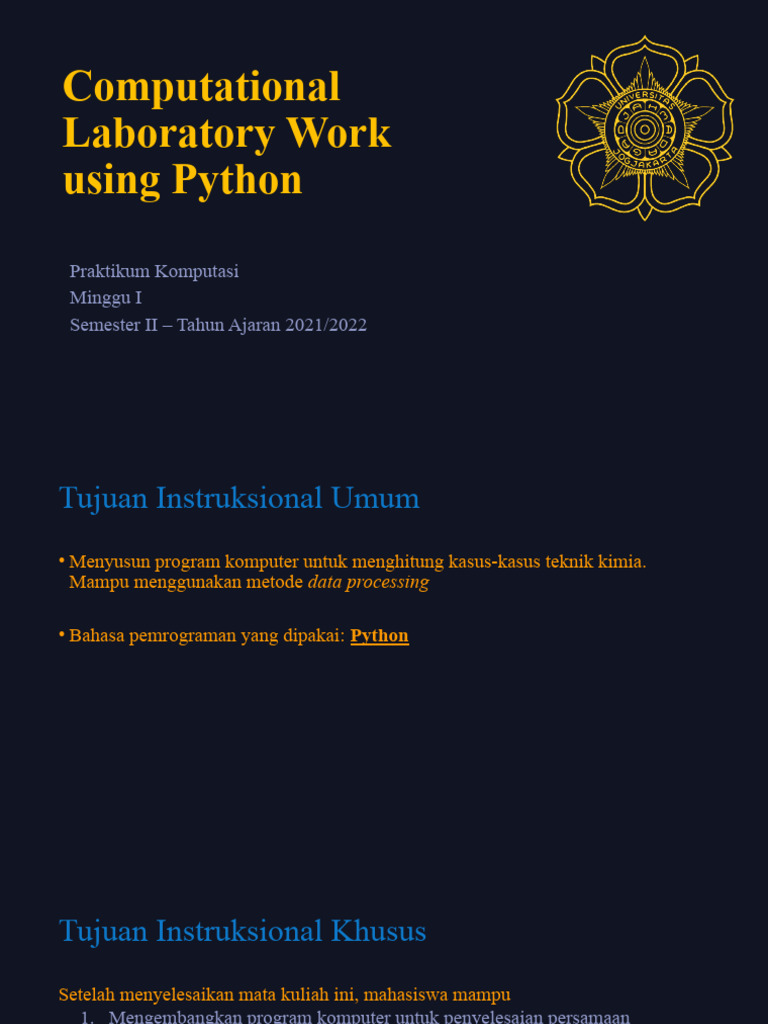 Praktikum Python untuk Teknik Kimia | PDF | Metode & Bahan Ajar | Teknologi & Rekayasa