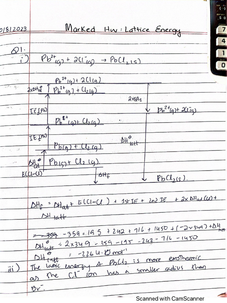 Chem Lattice Energy HW | PDF