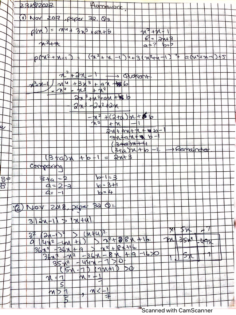 Math Hw Ch1 Algebra Pdf
