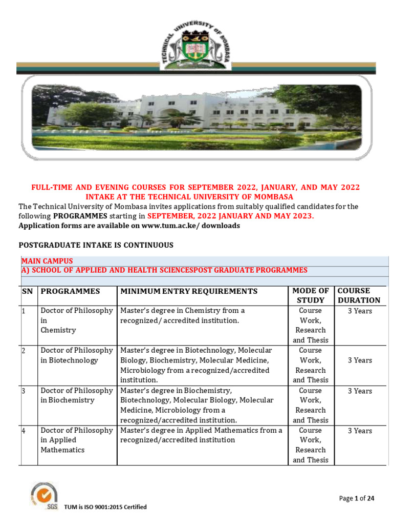 TUM Postgraduate Programmes 2022-2023 | PDF | Bachelor's Degree ...