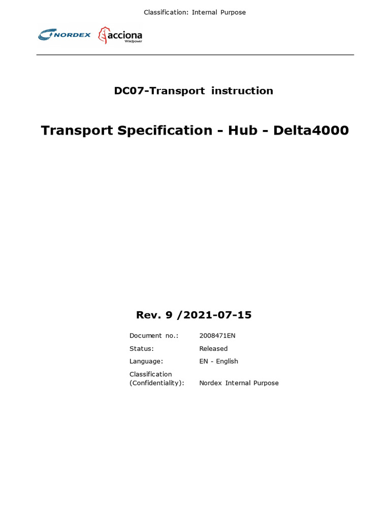 Delta4000 Hub Transport Specification | PDF | Crane (Machine ...