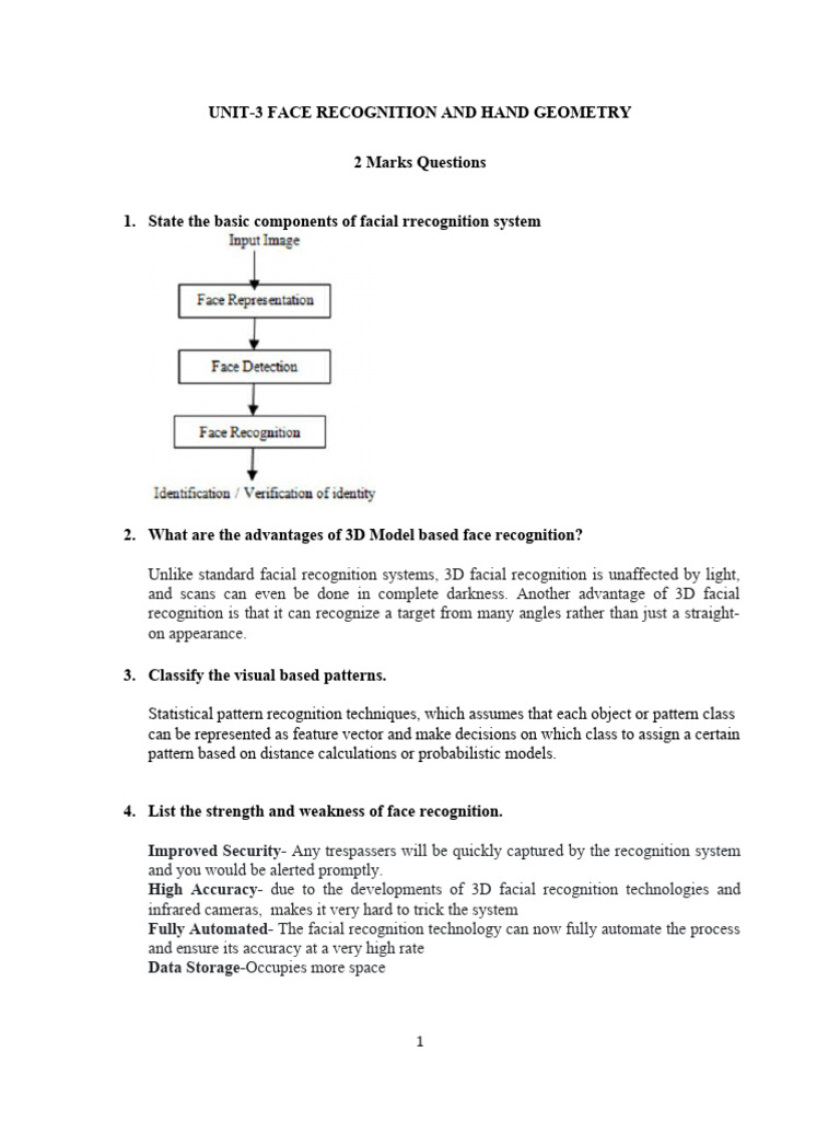 Biometric System Notes - Unit 3 | PDF | Biometrics | Principal ...
