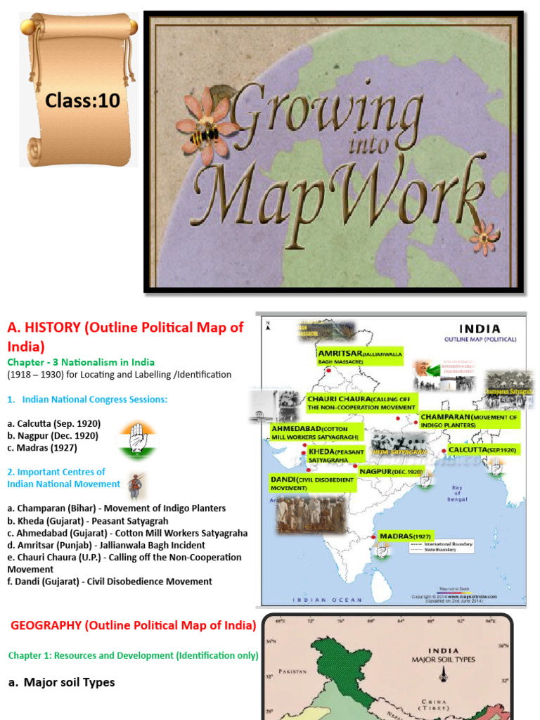 Class 10 Map Work: History & Geography | PDF | Gujarat | Asia