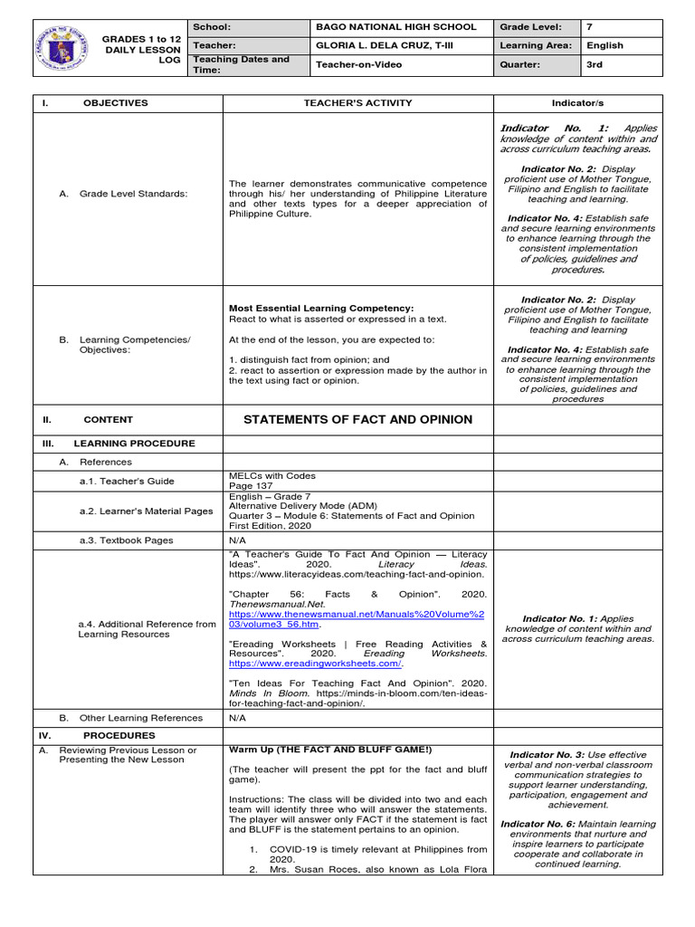 3rd Quarter Classroom Observation Lesson Plan - Final | Download Free ...