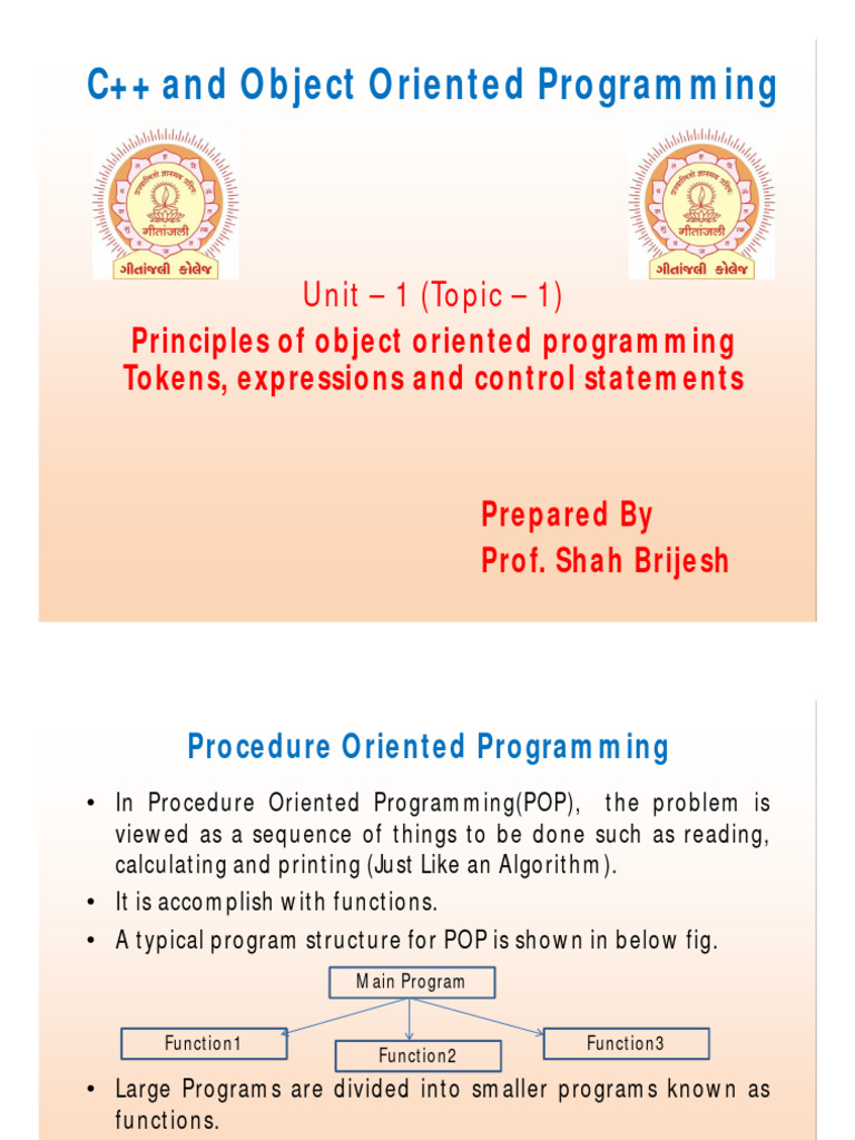 Unit 1 Topic 1 Pdf Object Oriented Programming Pointer Computer Programming