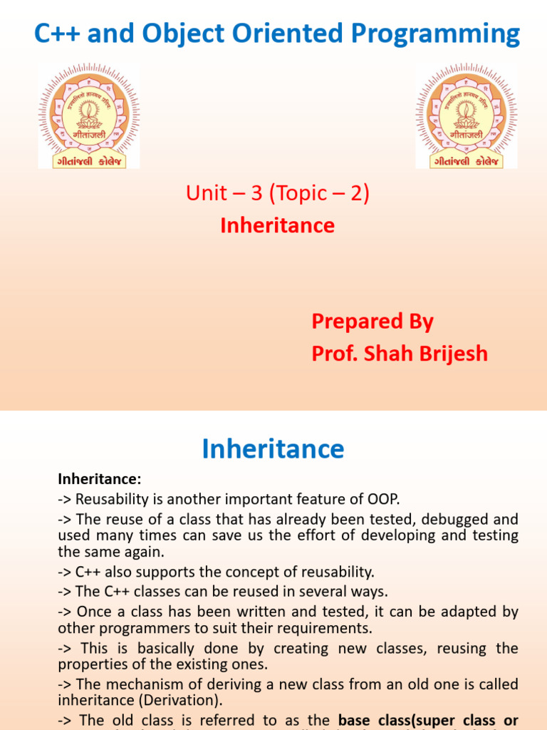 Unit 3 (Topic 2) | Download Free PDF | Inheritance (Object Oriented Programming) | Class ...