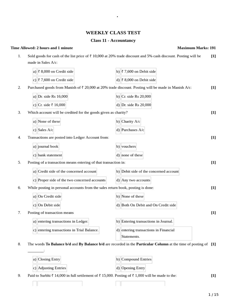 Ledger Book Question Bank | PDF | Debits And Credits | Business Economics