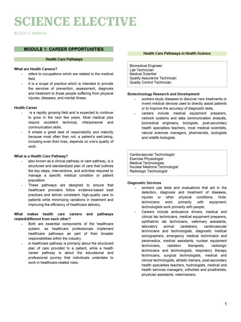 Science Elective Reviewer | Download Free PDF | Health Care | Carpal ...