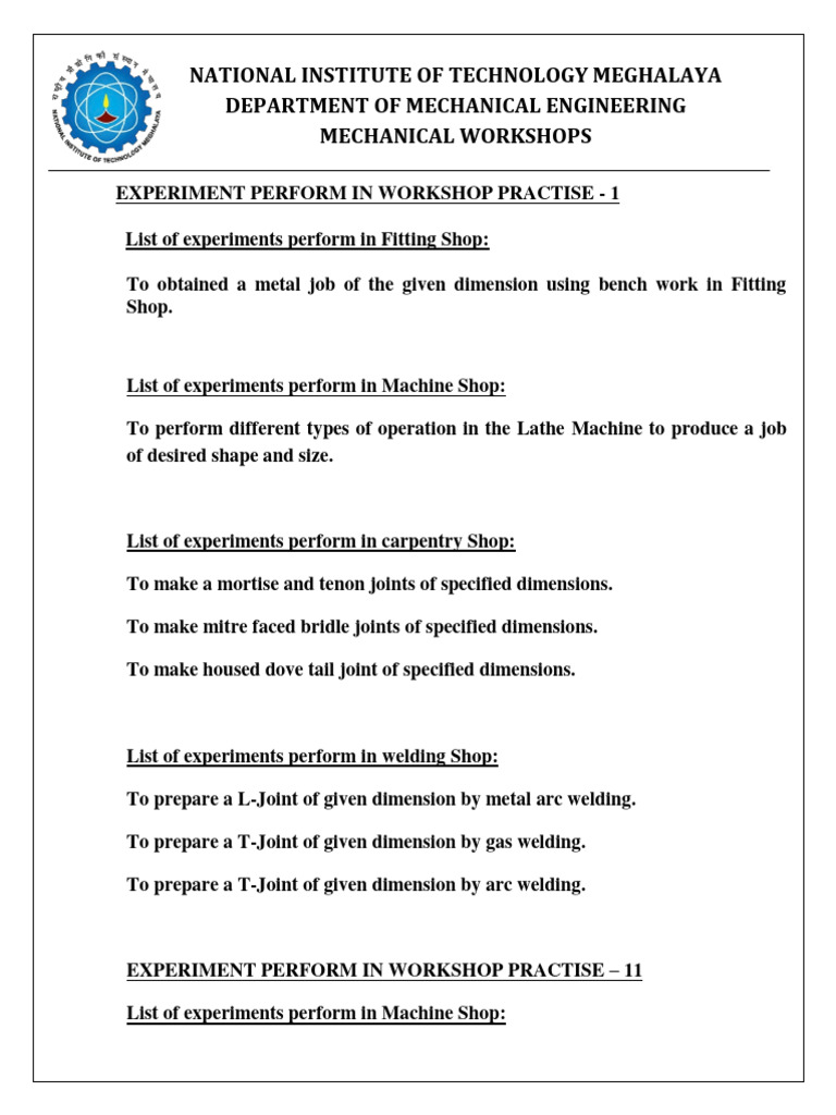 Workshop Experiment | PDF