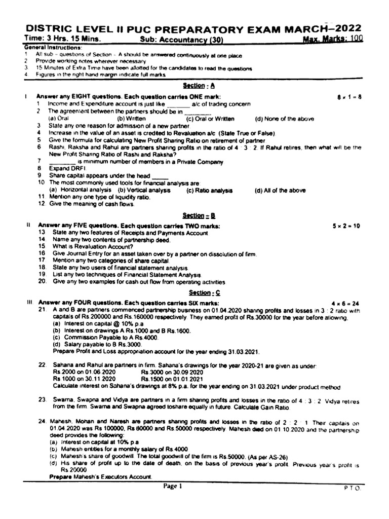 2nd Pu Preparatoryaccountancy2022 | PDF