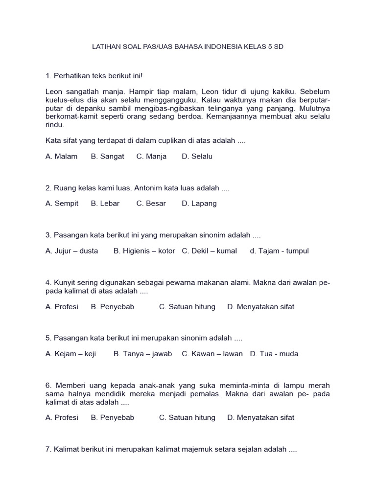 Latihan Soal Pas | PDF