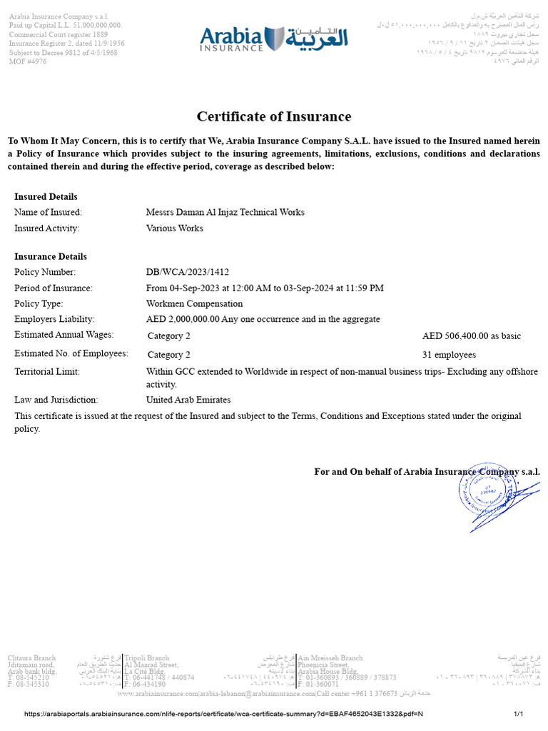 WCA Summary | PDF | Insurance | Civil Law (Legal System)