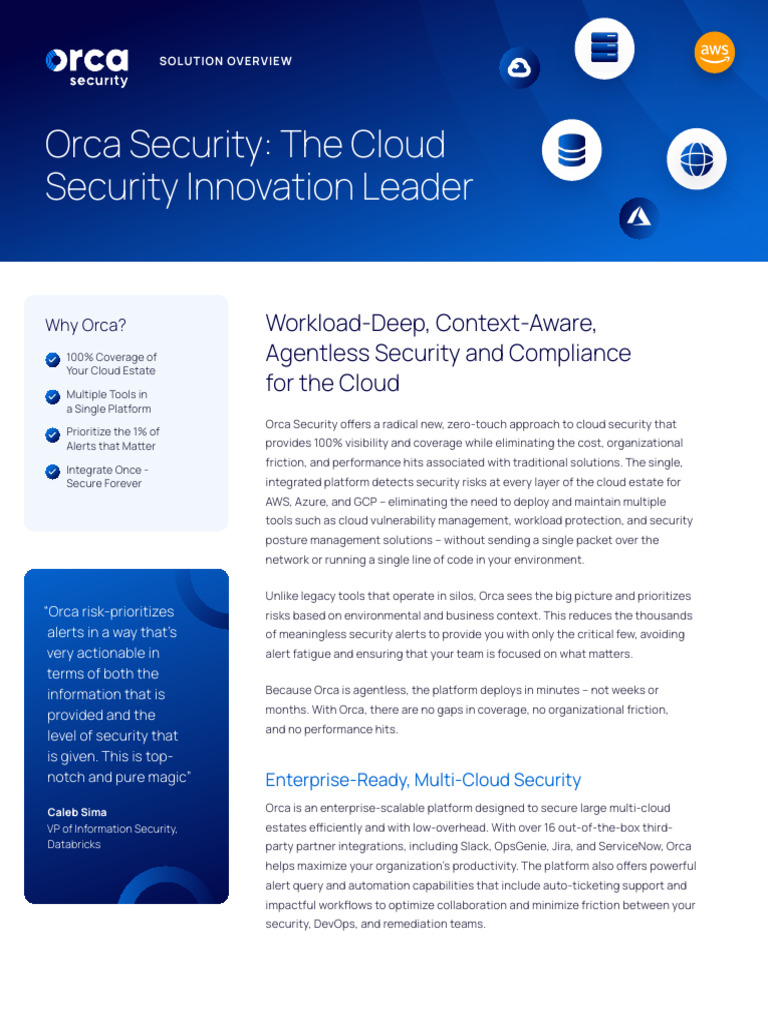 Orcasecurity Solution Overview Pdf Cloud Computing Vulnerability Computing