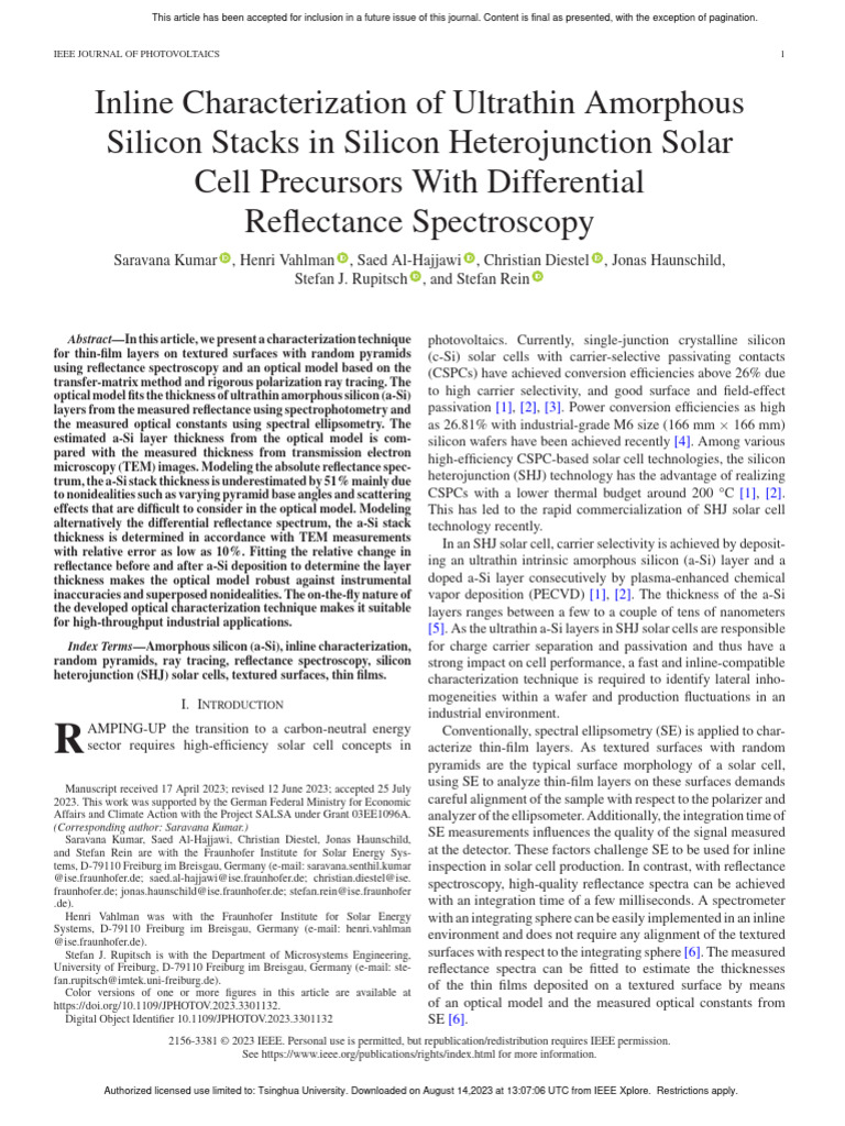 Inline Characterization of Ultrathin Amorphous Silicon Stacks in ...