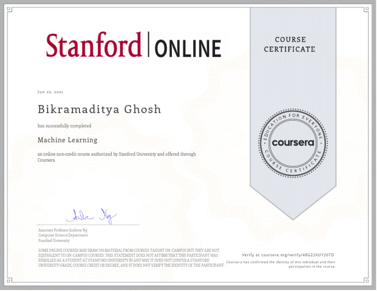 COURSERA - Machine Learning | PDF | Career & Growth