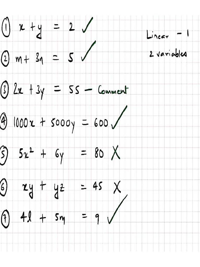 Linear Equation in Two Variable | PDF