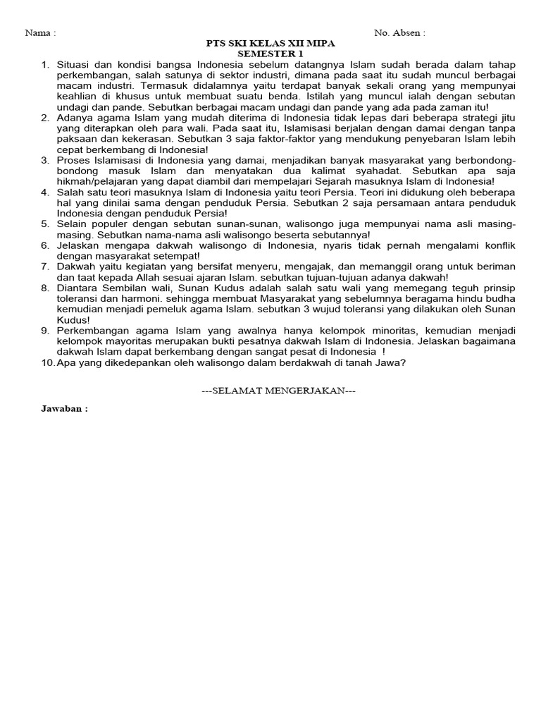 Contoh SKI KELAS XII MIPA | PDF