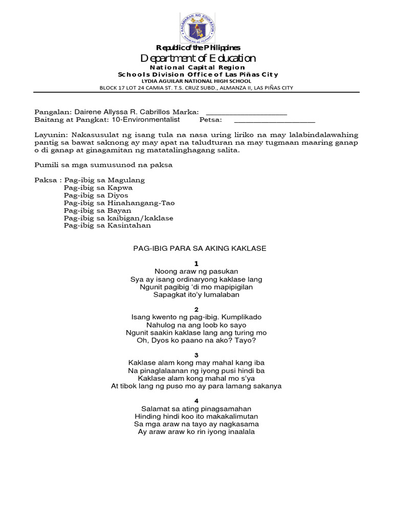 Tula Performance Task | PDF