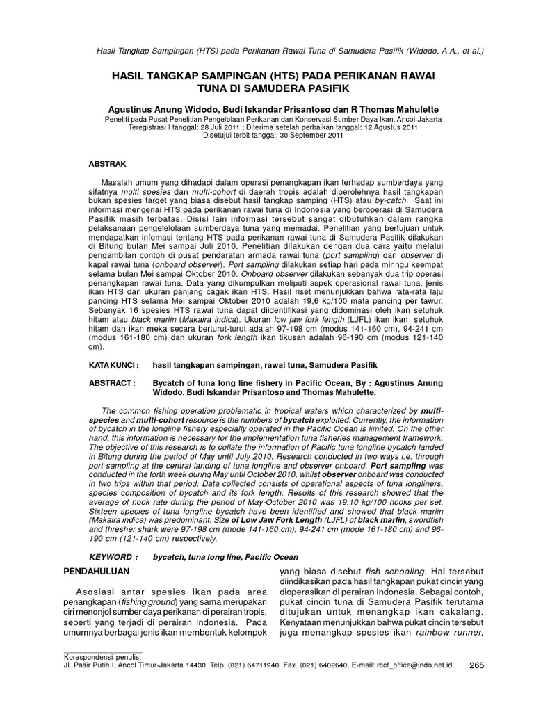 HTS Perikanan Rawai Tuna Samudera Pasifik | PDF