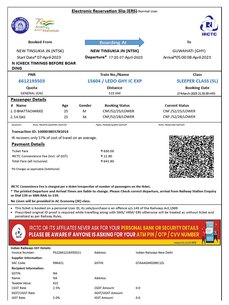 Train Ticket | PDF | Identity Document | Payments