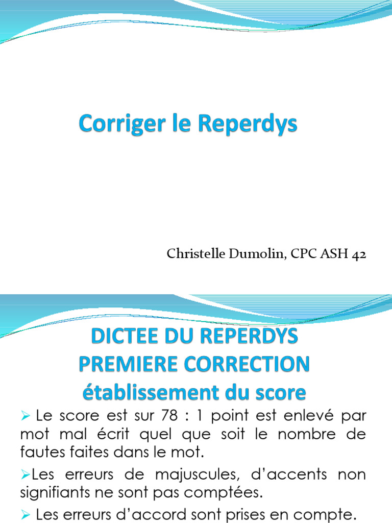 Correction - Dictee Reperdys CM | PDF