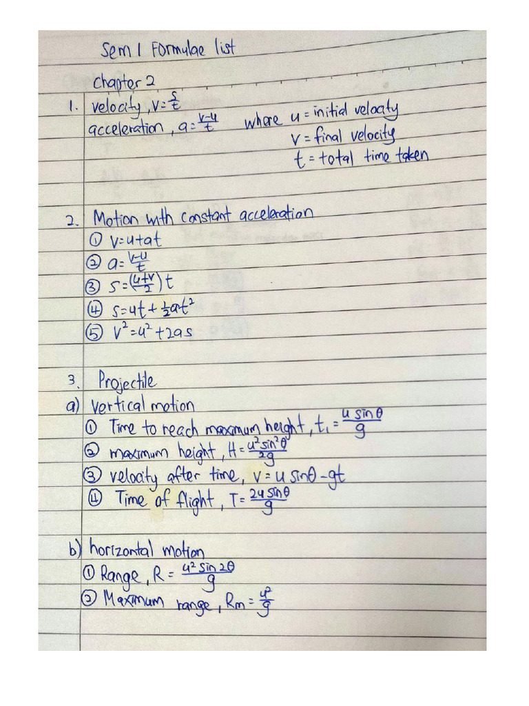 STPM SEM 1 Formula List | PDF