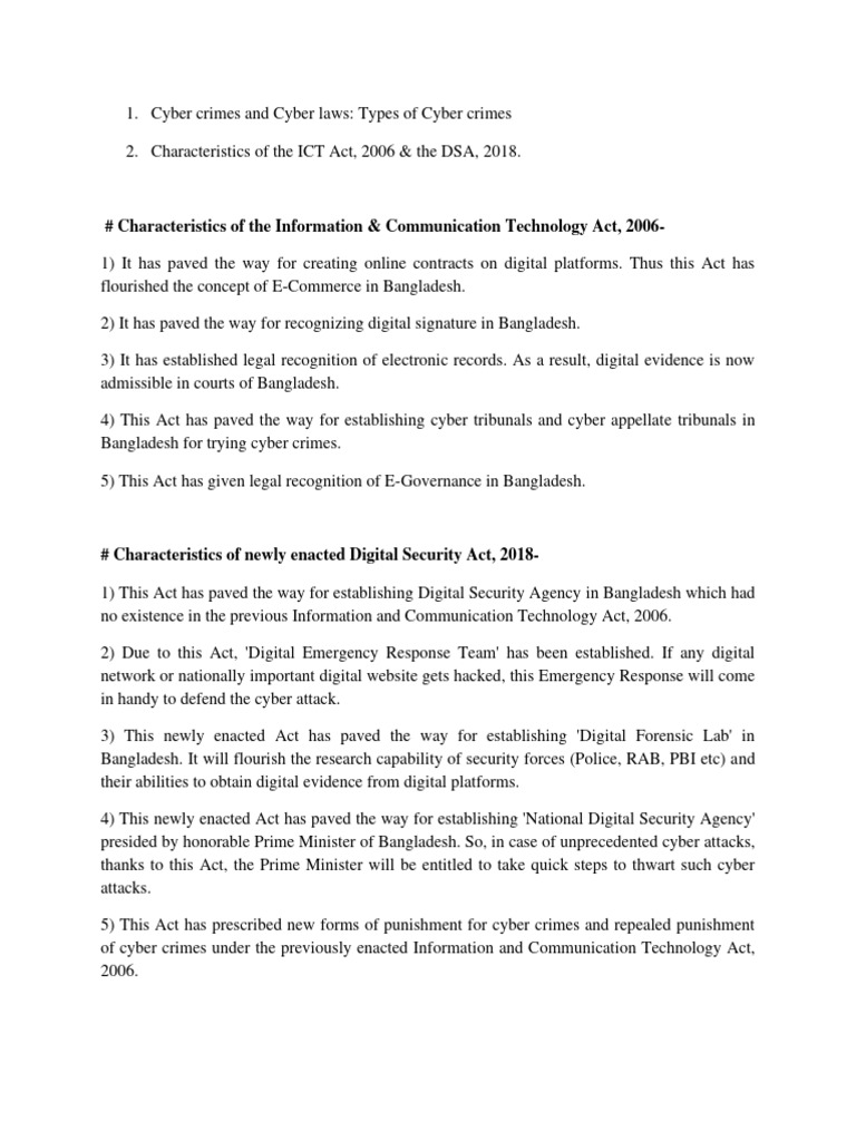 Characteristics of Cyber Law Types of Cyber Crimes | PDF | Cybercrime ...