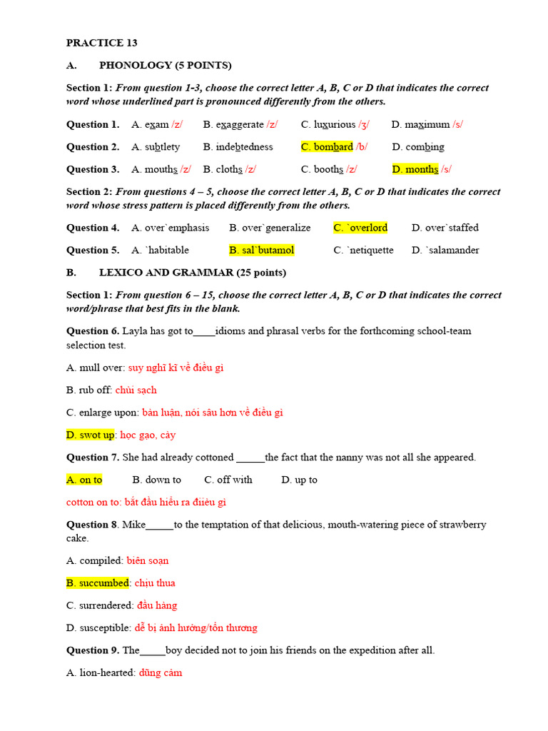 Egc Test 13, 14 | PDF | Language Arts & Discipline