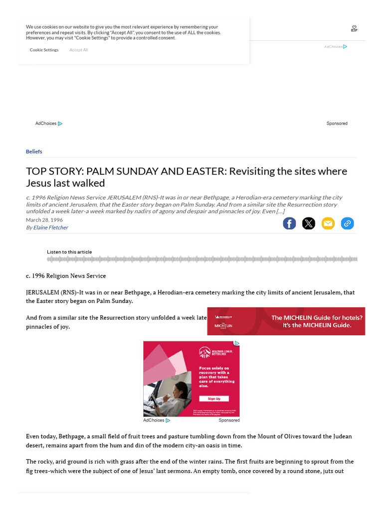 TOP STORY - PALM SUNDAY and EASTER - Revisiting The Sites Where Jesus ...