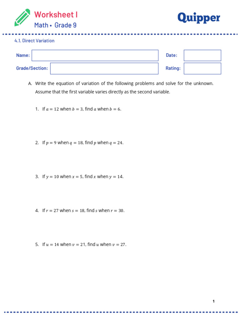 Me Math 9 q2 0401 Ws1 | PDF