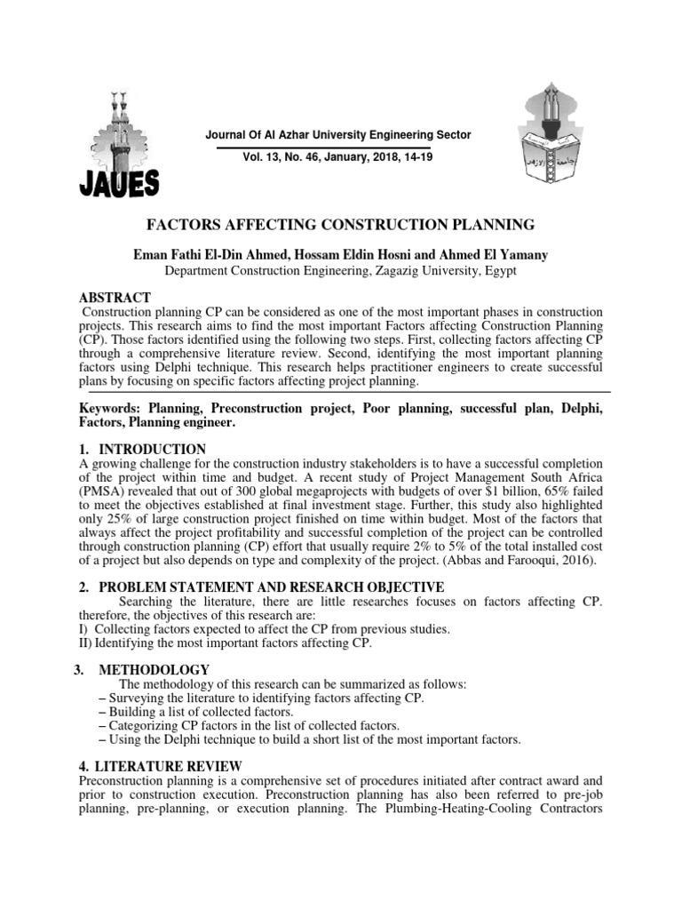 Factors Affecting Construction Planning | PDF Factors Affecting Construction Planning | PDF