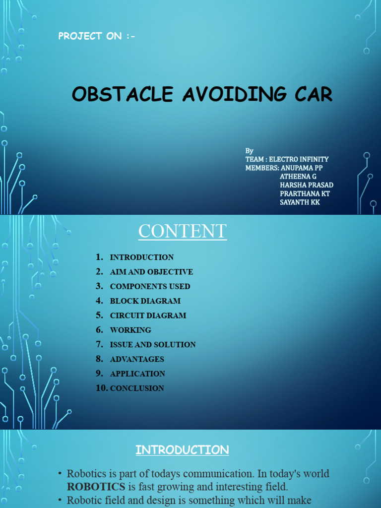 Obstacle Avoiding Robotic Car Project | PDF | Robotics | Robot
