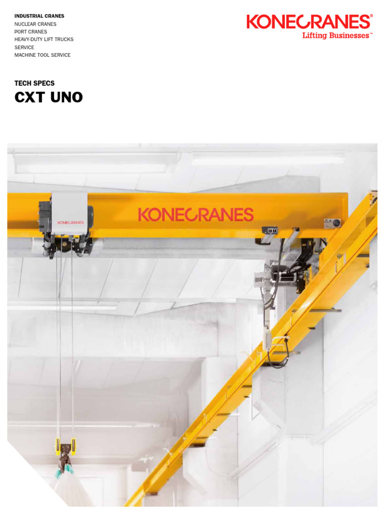 CXT UNO Crane Tech Specs Guide | PDF | Crane (Machine) | Elevator