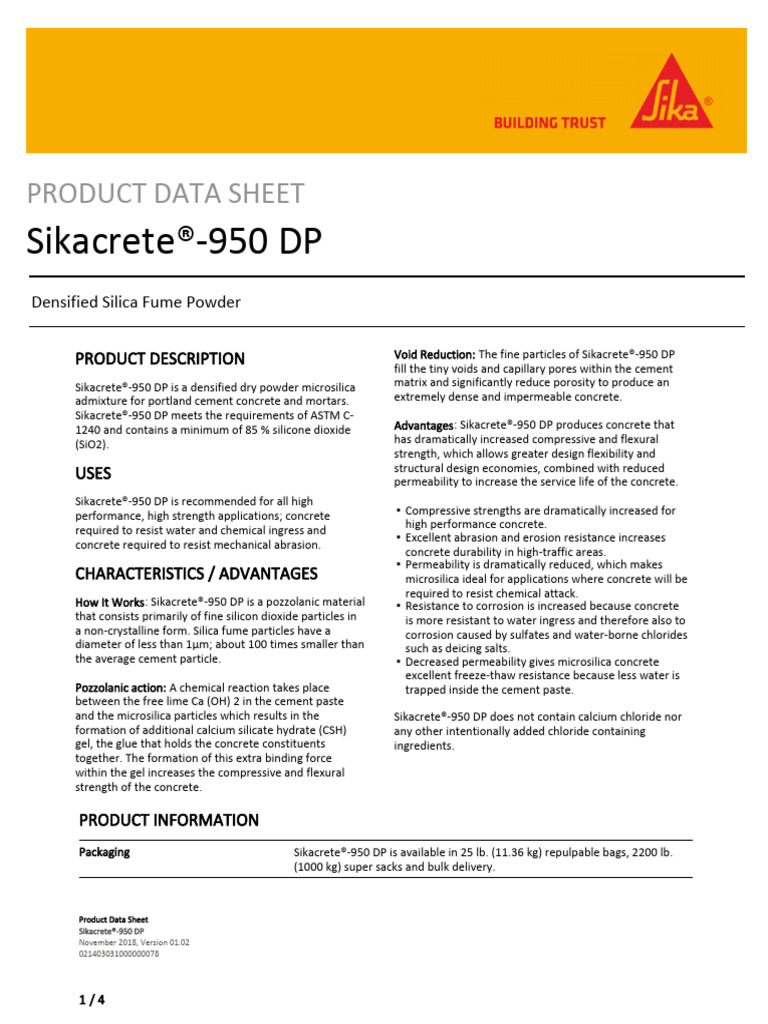 Sikacrete - 950 DP | PDF | Concrete | Materials